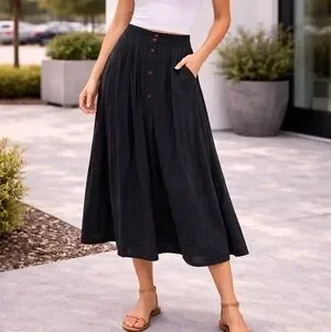 Polo of Sweden | Skirts | Polo Of Sweden Size 46 Black 0 Silk Midi ...